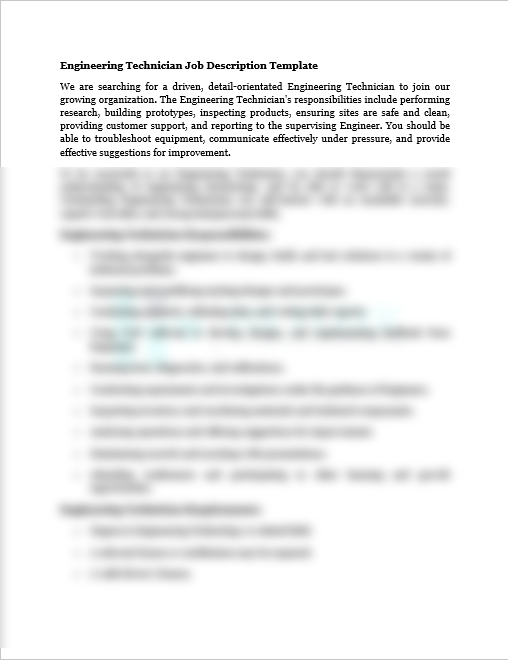 Engineering Technician Job Description HRFLEEK Engineering Technician Job Description HRFLEEK