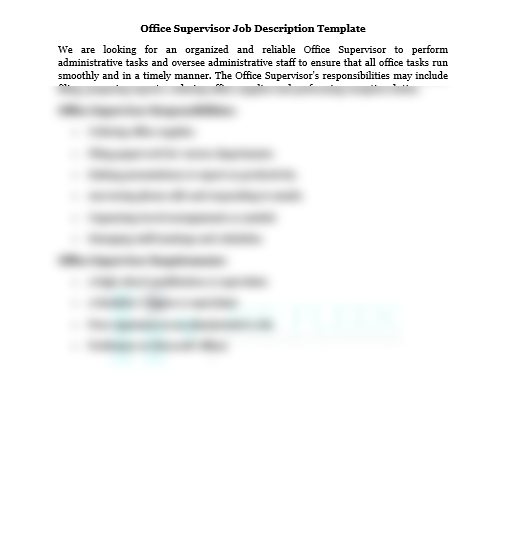 Office Supervisor Job Description HRFLEEK Office Supervisor Job Description HRFLEEK