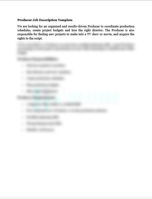 Producer Job Description HRFLEEK